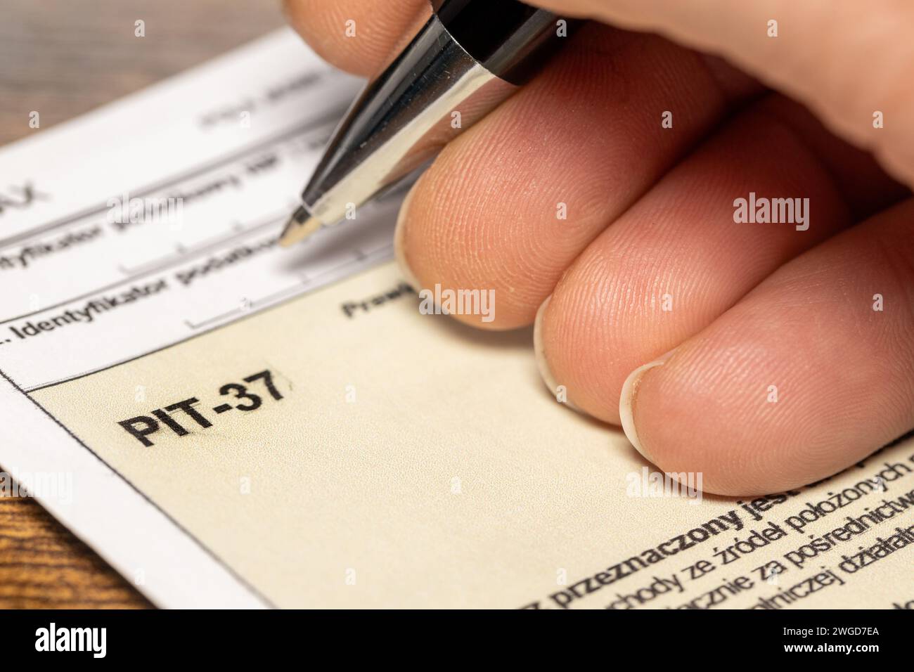Completing tax documents PiT 37 (personal income tax) concept, Taxes in Poland, Annual ...