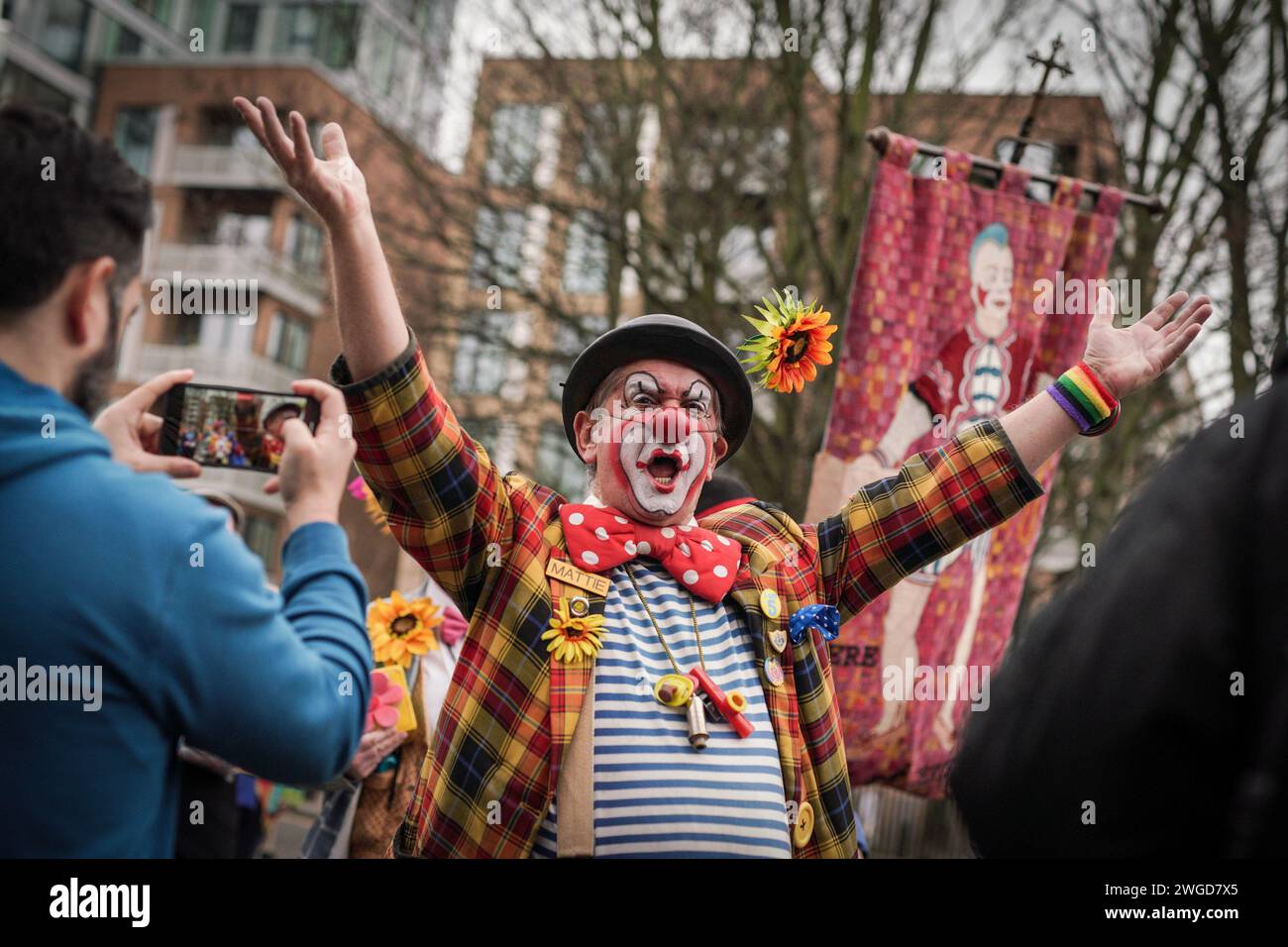 London, UK. 4th February 2024. Annual Joseph Grimaldi Clown Church ...