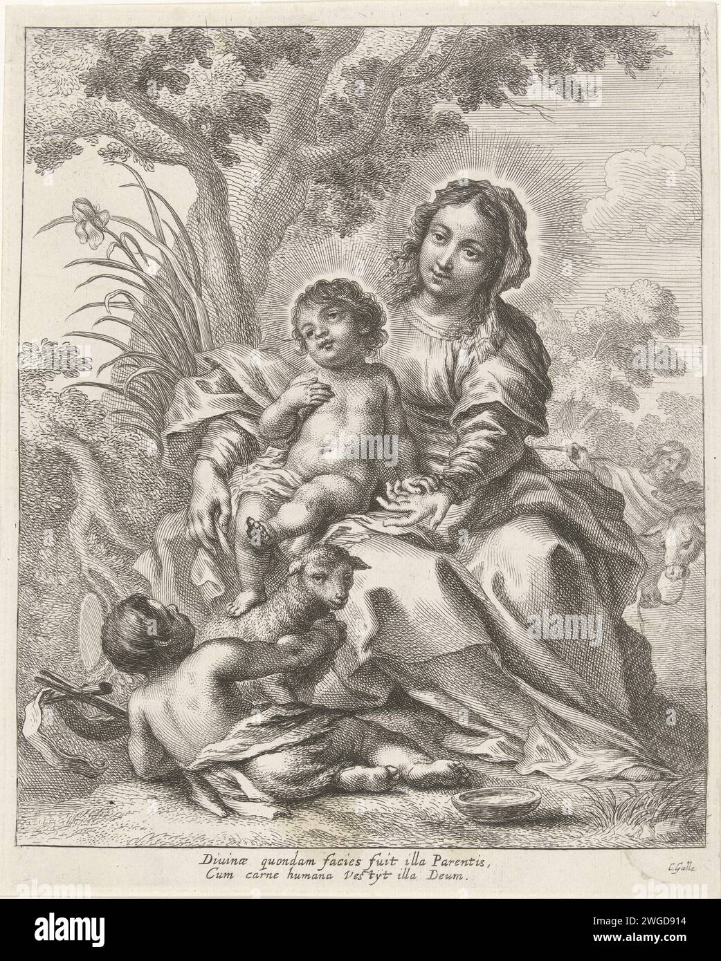 Holy family with John the Baptist as a child, Cornelis Galle (II), c ...
