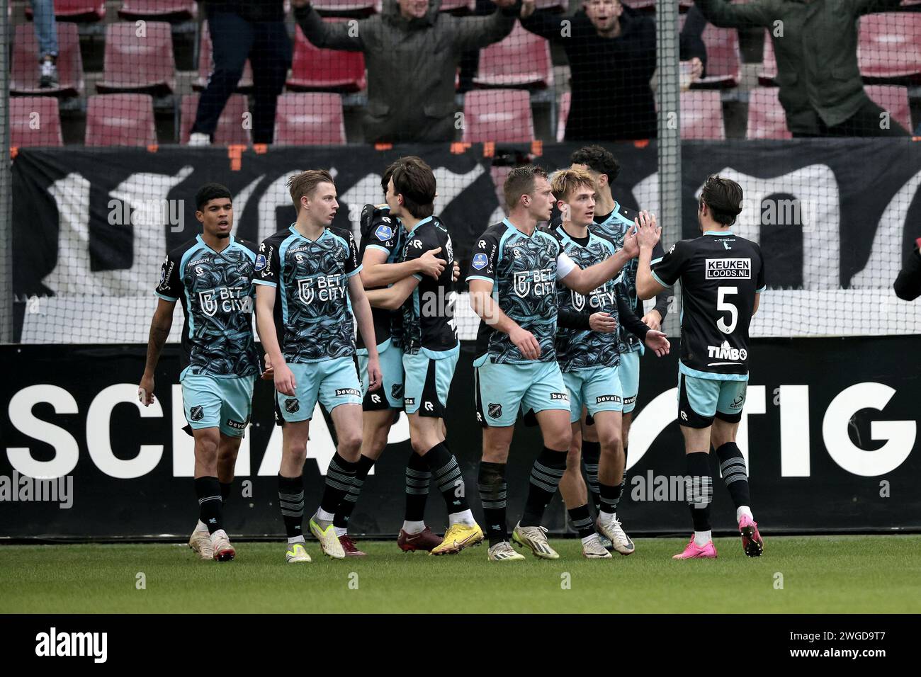 UTRECHT - Josh Flint of FC Volendam celebrates the 2-2 during the Dutch ...