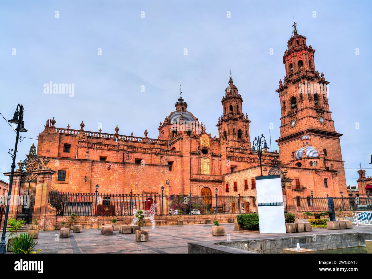 Morelia Cathedral, UNESCO world heritage in Michoacan, Mexico Stock ...