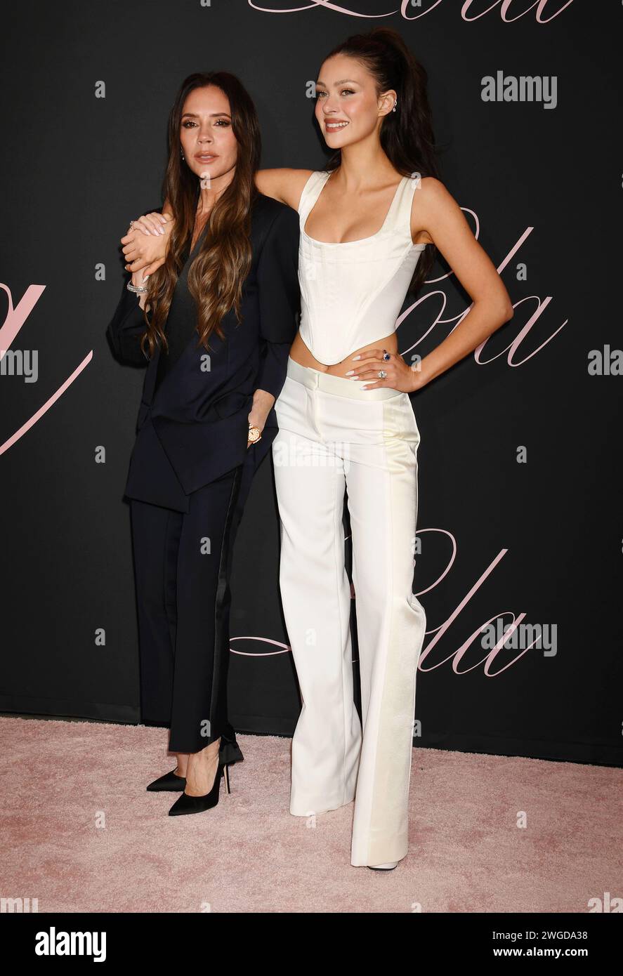 LOS ANGELES, CALIFORNIA - FEBRUARY 03: (L-R) Victoria Beckham and ...