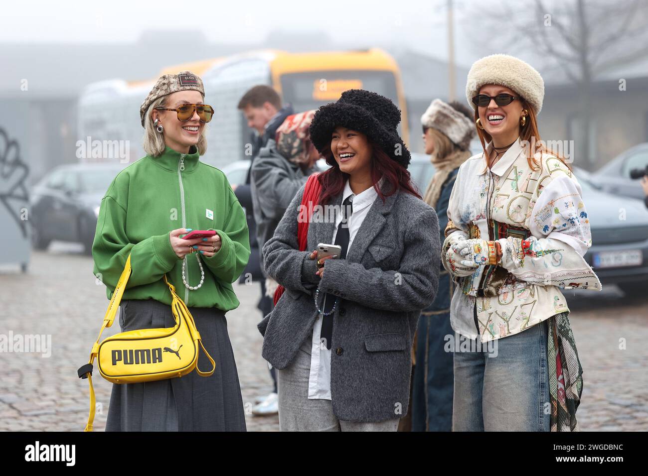 Copenhagen, Denmark. 30th Jan, 2024. Fashionistas pose for photographs ...
