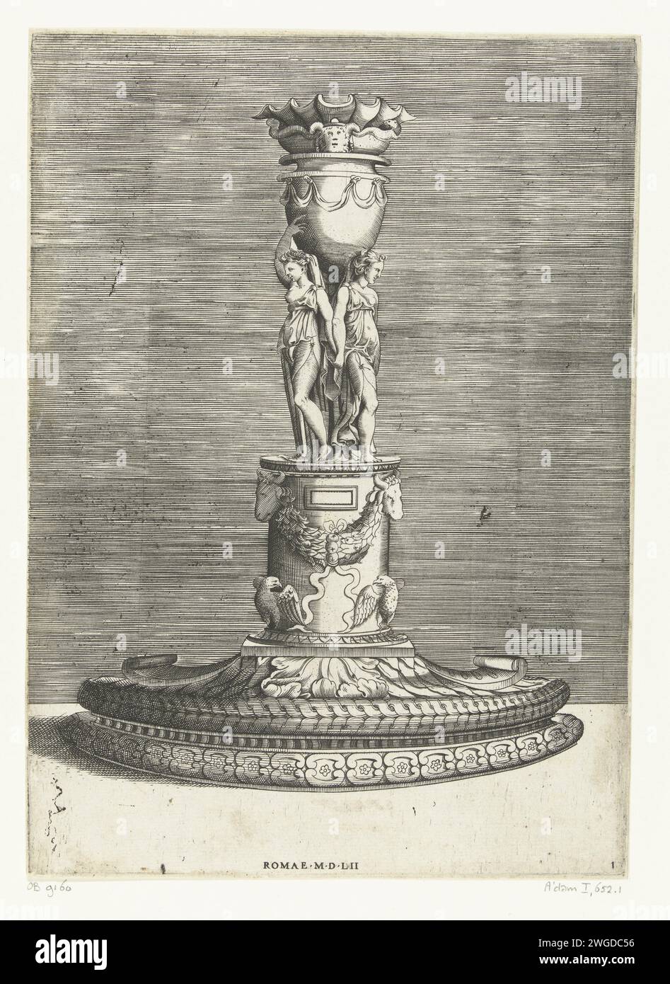 Vaas Met Kariatiden, 1552 print Candlestick with a round base on which ...