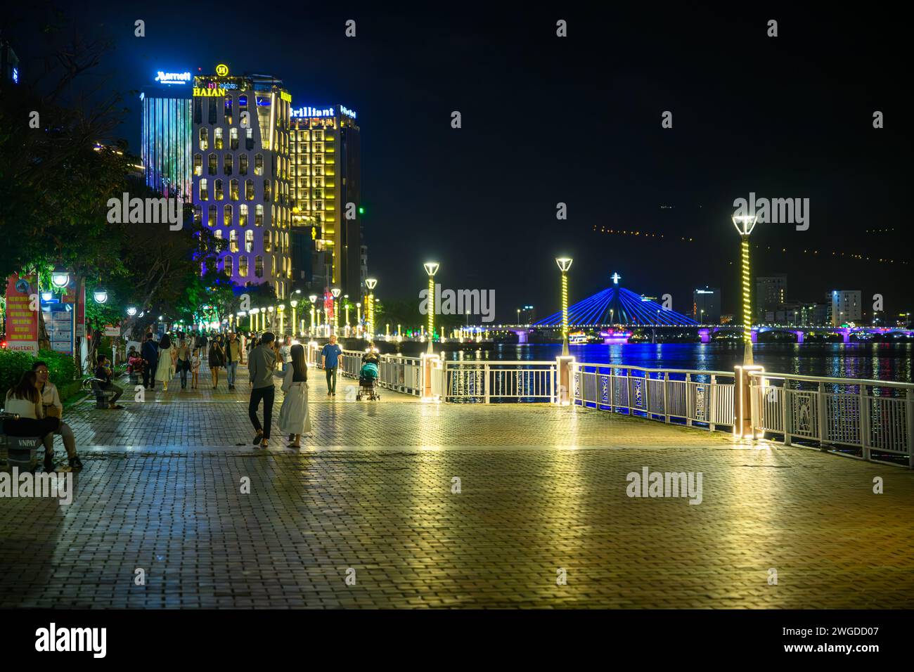 The Han River riverside walk at night, Da Nang, Vietnam Stock Photo - Alamy