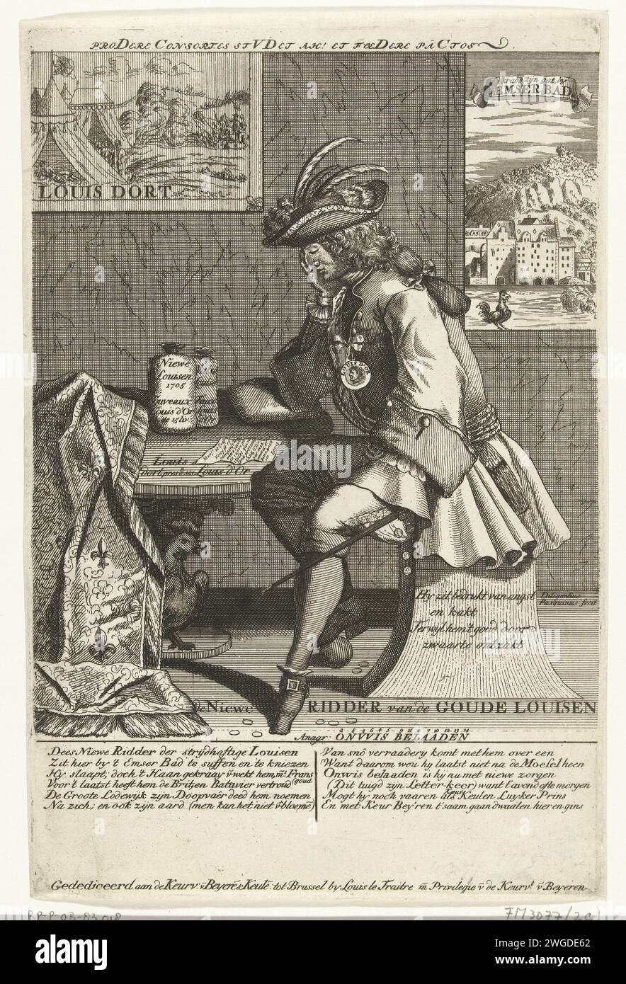 Cartoon on Lodewijk Willem van Baden -Baden, 1705, 1705 - 1706 print ...