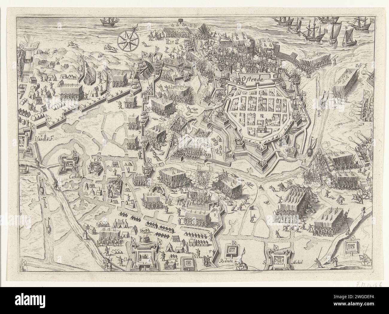 Siege of Ostend, 1601-1604, 1619 print Siege of Ostend. Plan of the ...