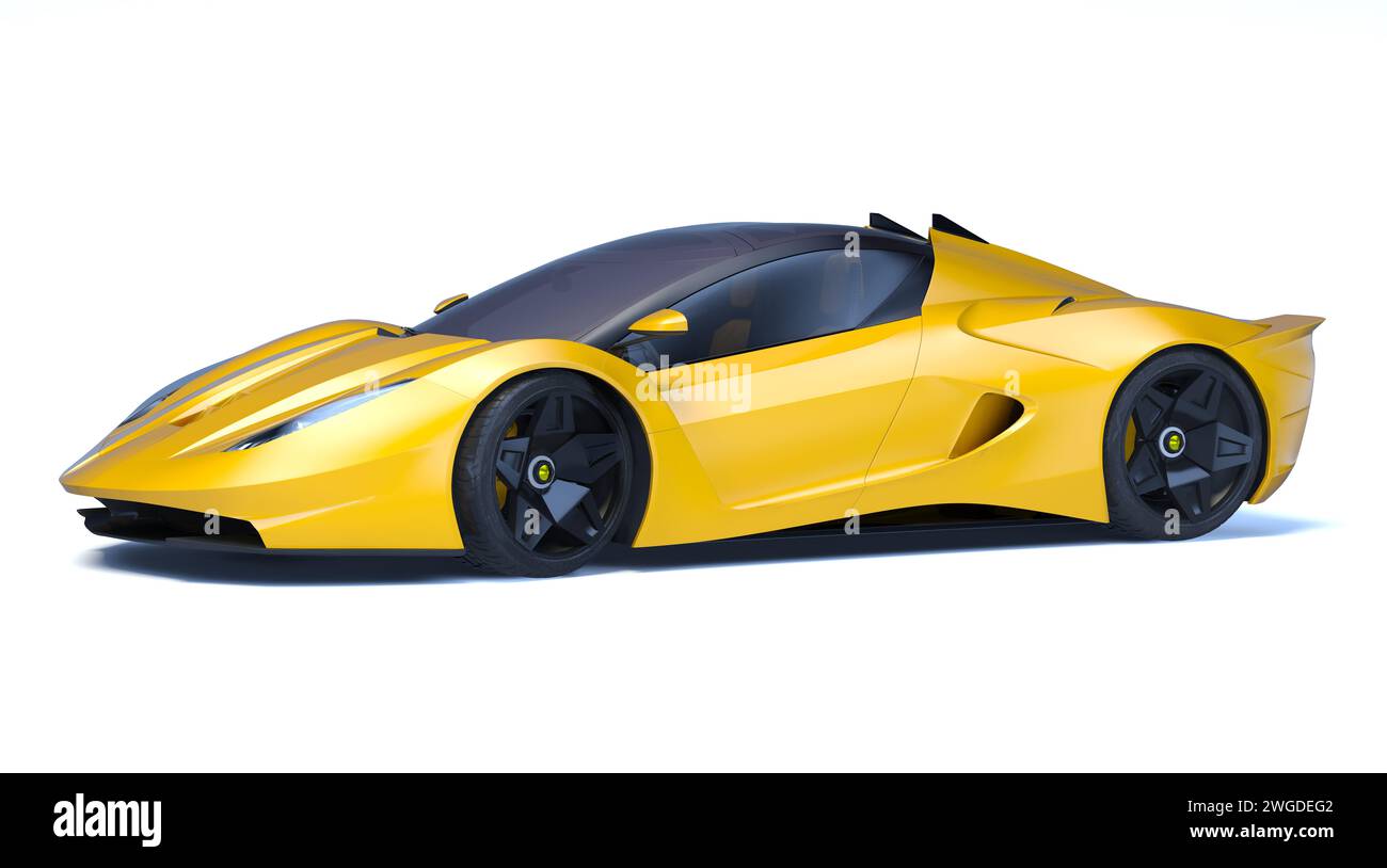 3D rendering of a brand-less generic concept car in studio environment ...