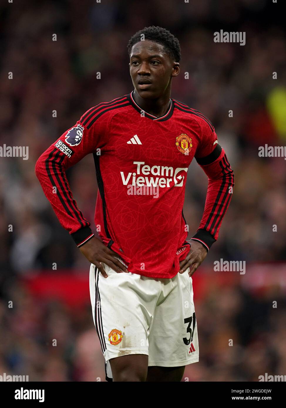 Manchester United's Kobbie Mainoo during the Premier League match at ...