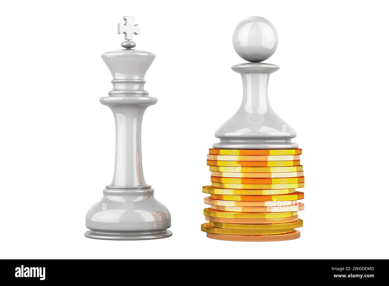 Chess queen and pawn on stack golden coins. Business Strategy and ...
