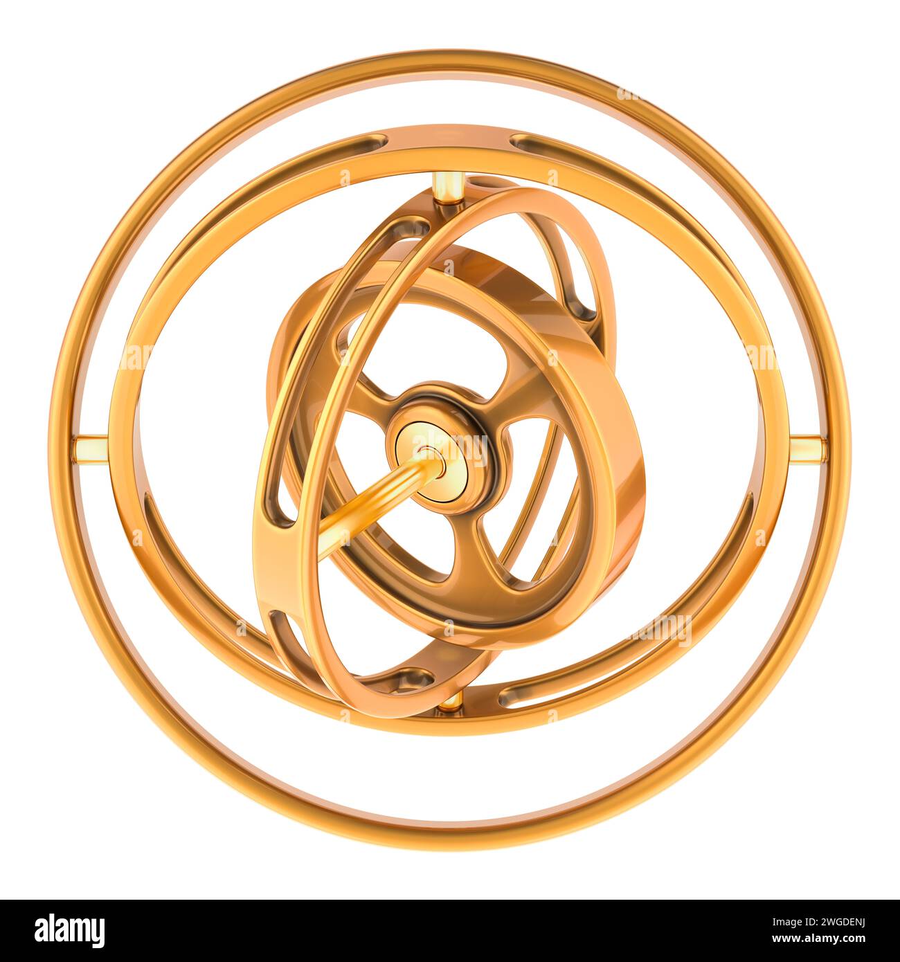 Golden Gyroscope, 3D rendering isolated on white background Stock Photo - Alamy