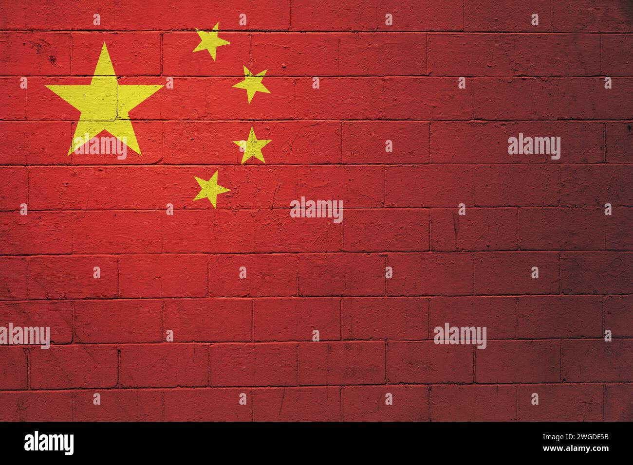 Flag of China painted on a cinder block wall Stock Photo - Alamy