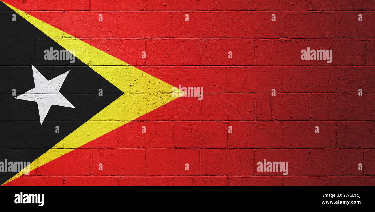 Flag of East Timor painted on a cinder block wall Stock Photo - Alamy