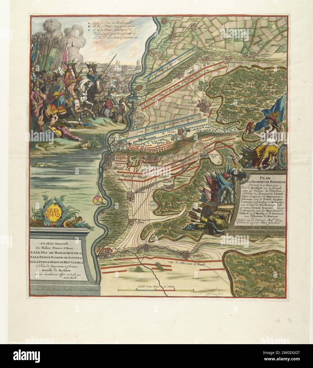 Slag Bij Höchstädt, 1704, 1704 print Map of the Battle of Höchstädt ...