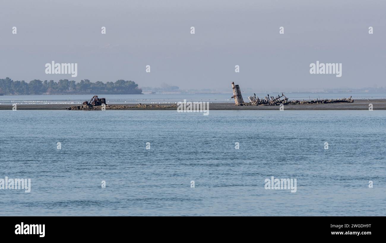 Grado, Italy - January 28th, 2024: View of the ancient Roman wrecks on ...