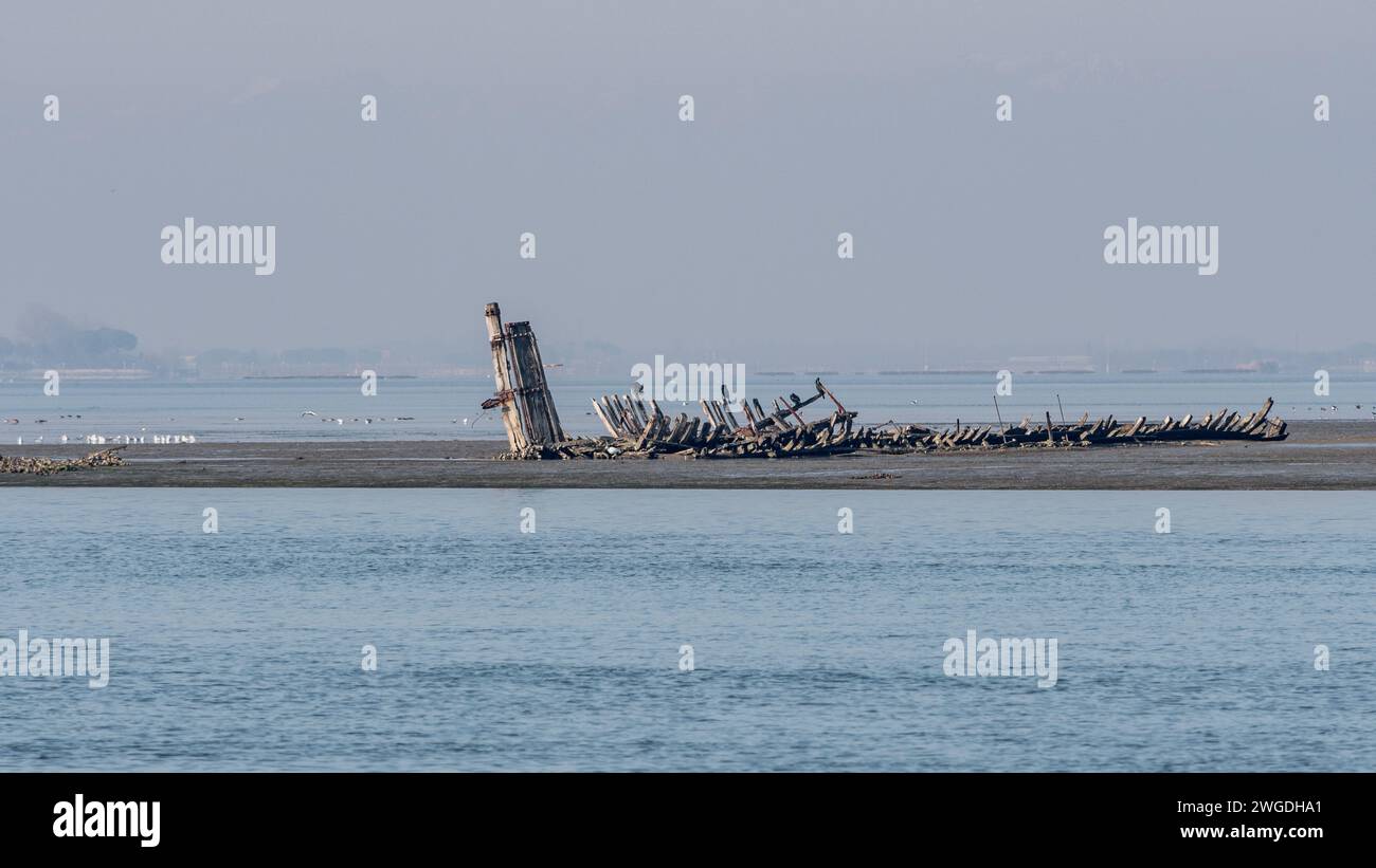 Grado, Italy - January 28th, 2024: View of the ancient Roman wrecks on ...