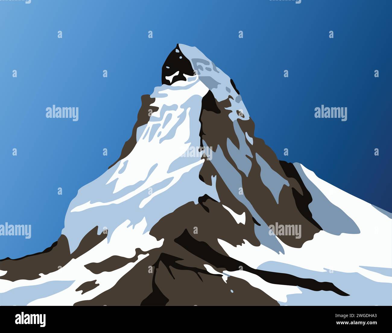 Mount Matterhorn blue colored vector illustration Stock Vector Image ...