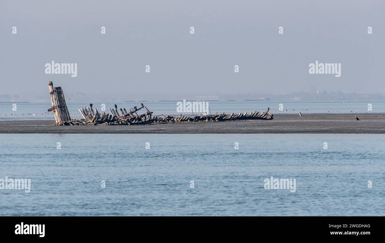Grado, Italy - January 28th, 2024: View of the ancient Roman wrecks on ...