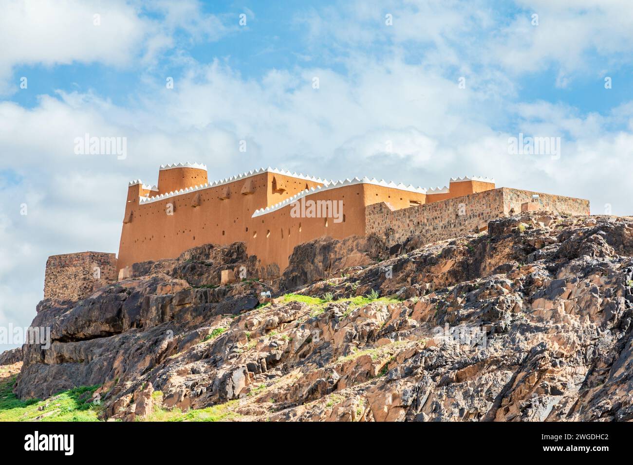 Arabian Aarif fortress walls and towers standing on the hill, Hail ...