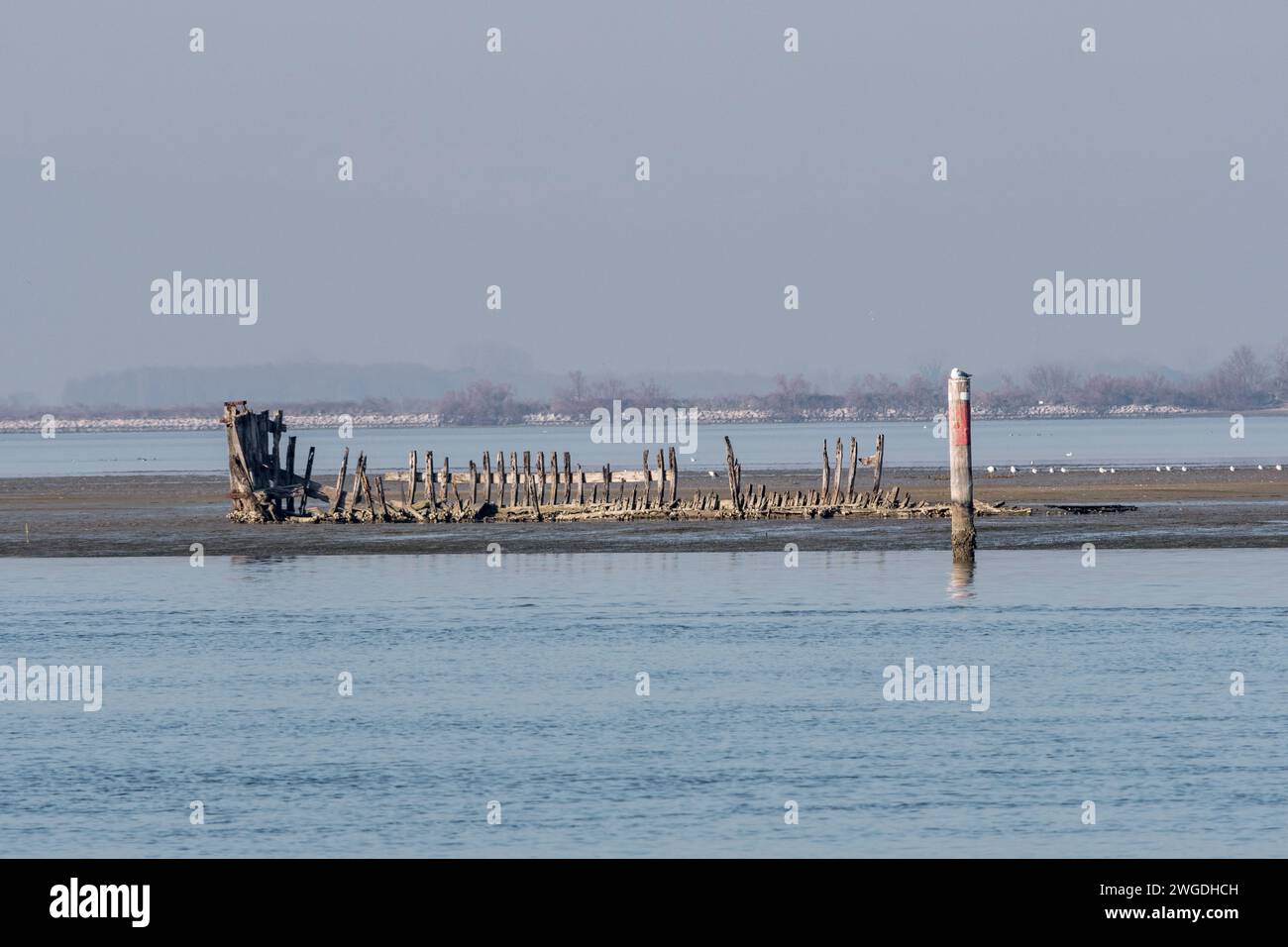 Grado, Italy - January 28th, 2024: View of the ancient Roman wrecks on ...