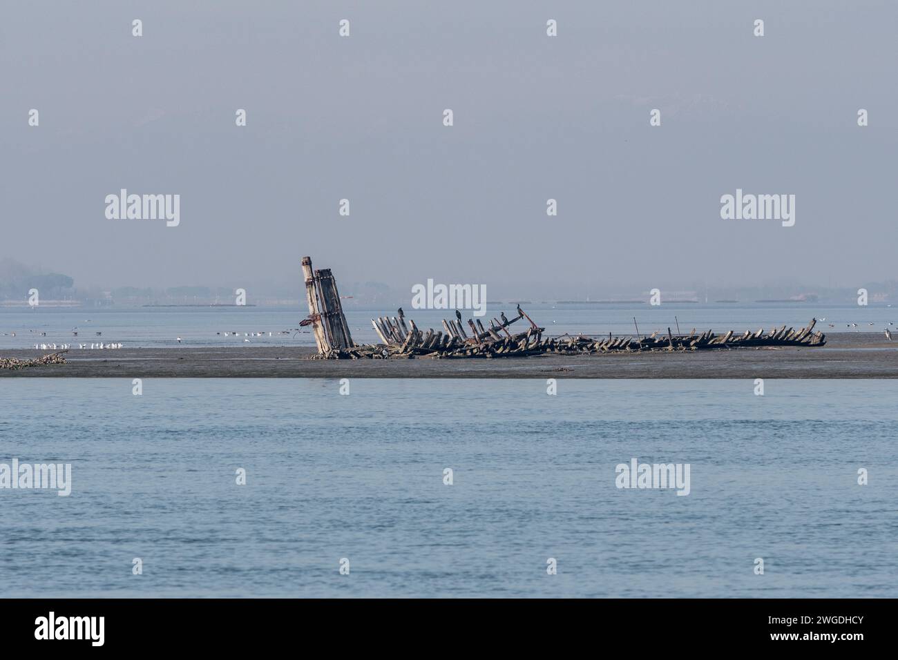 Grado, Italy - January 28th, 2024: View of the ancient Roman wrecks on ...