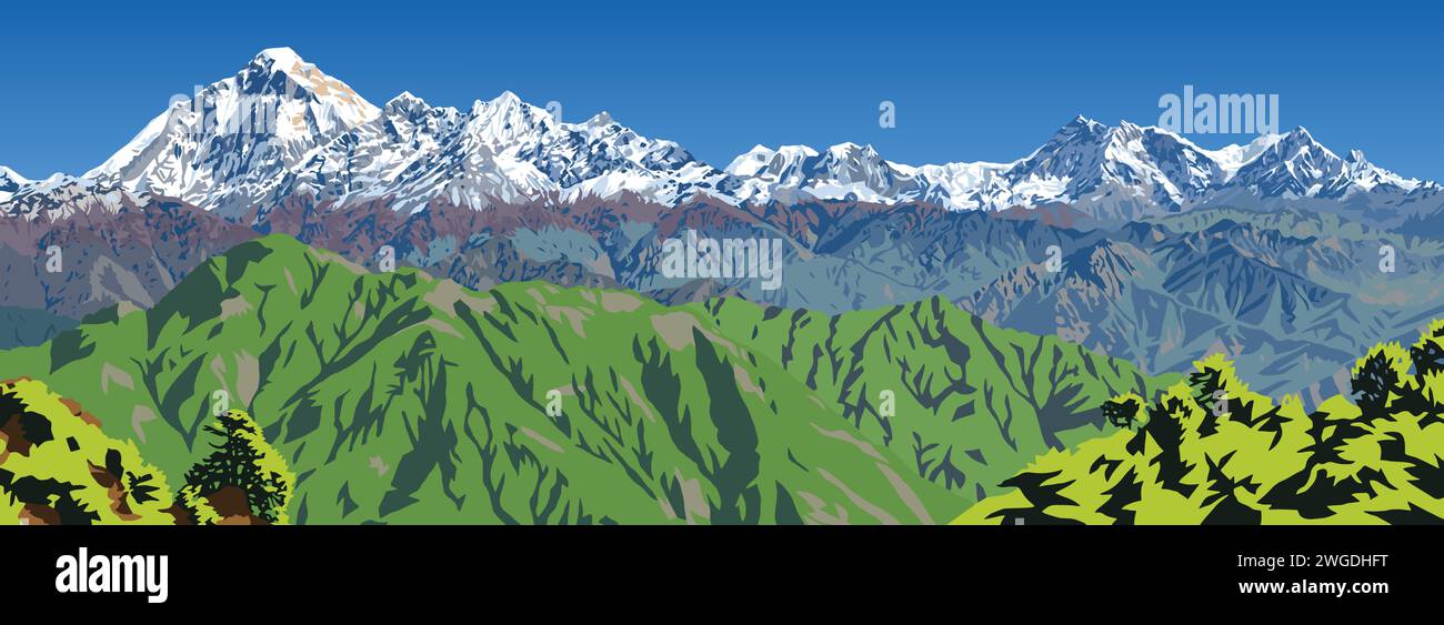 Mount Dhaulagiri and Mt Annapurna peaks as seen from Jaljala pass ...