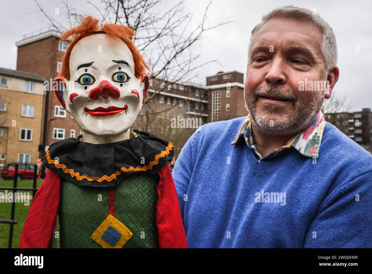 London, UK. 04th Feb, 2024. Ginger the puppet seems to enjoy the ...