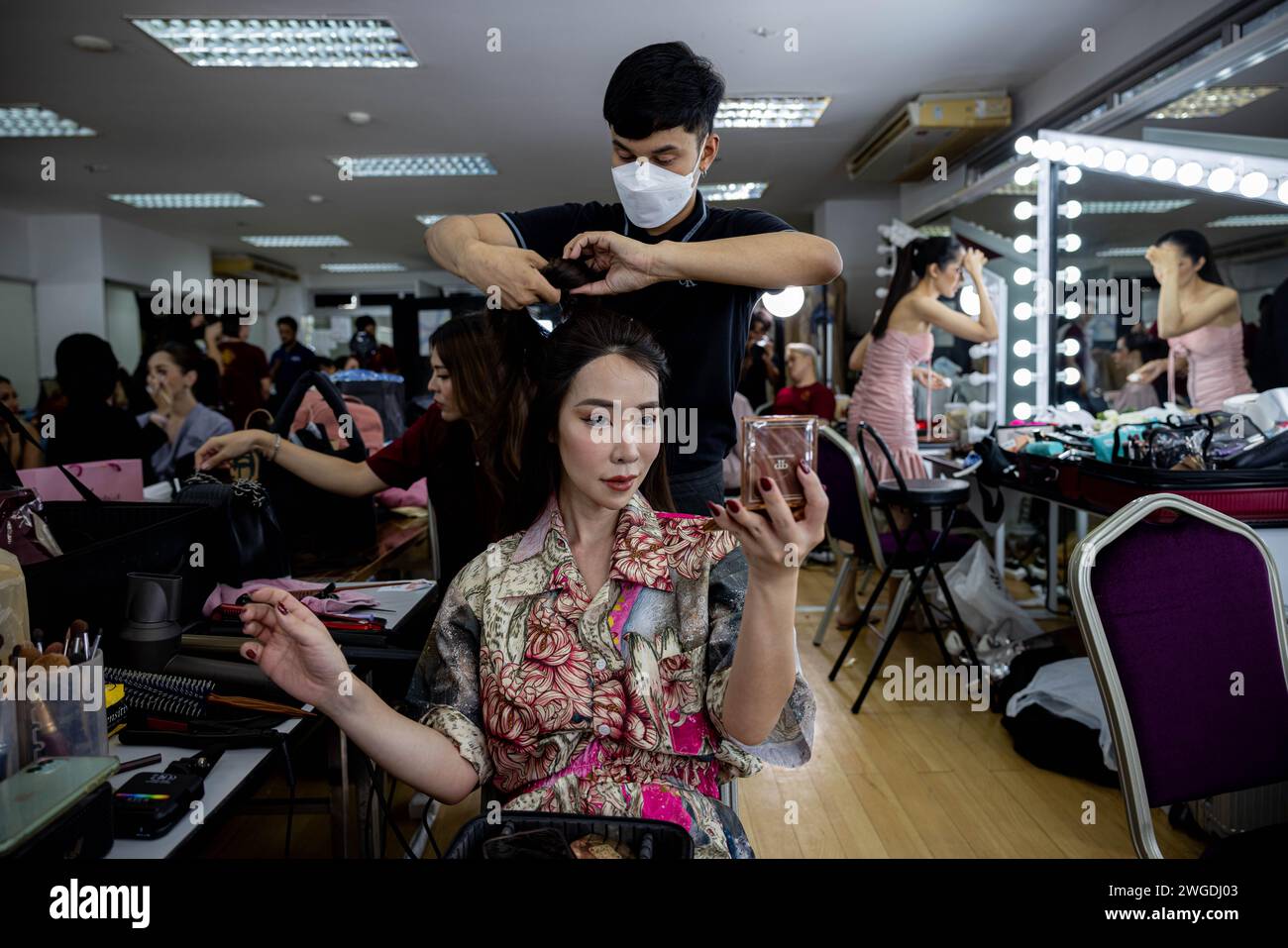 Bangkok, Thailand. 4th Feb, 2024. Contestants get ready at the 25th ...