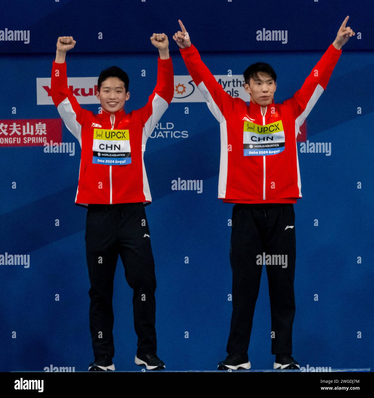 Doha, Qatar. 04th Feb, 2024. Daoyi Long - Zongyuan Wang of China reacts ...