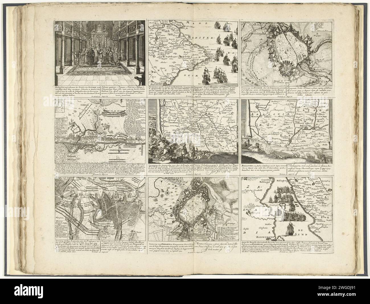 Theater of the war (page X), 1709, 1741 - 1769 print Leaf with nine ...