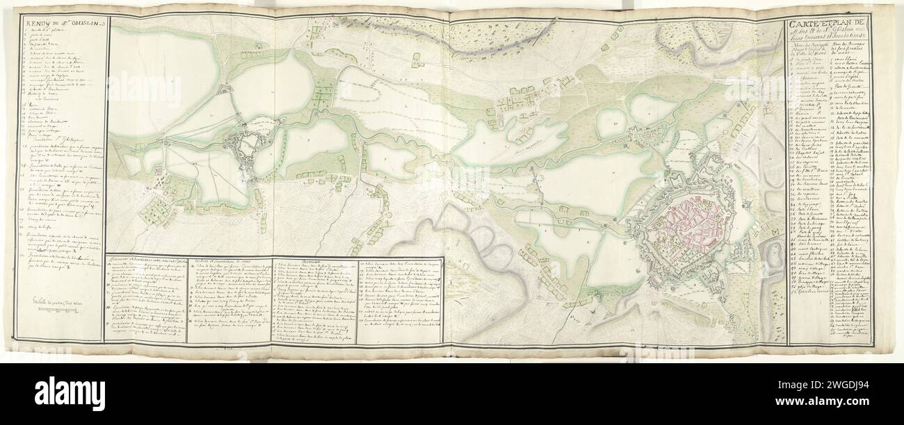 Map of Mons and Saint-Ghislain and surroundings, ca. 1709, 1709 drawing ...