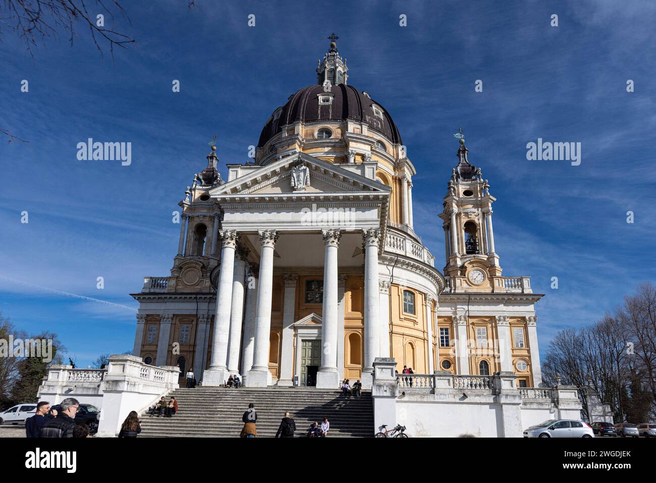 Turin, Italy. 04th Feb, 2024. View of Basilica of Superga, a baroque ...
