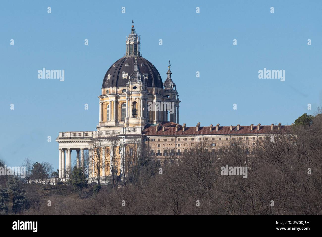 Turin, Italy. 04th Feb, 2024. View of Basilica of Superga, a baroque ...