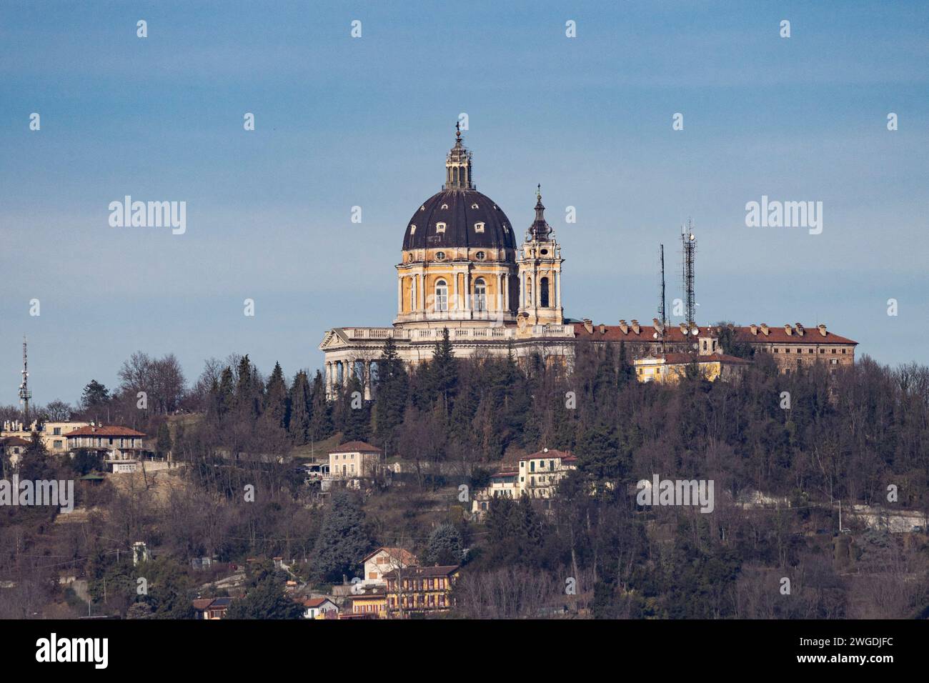 Turin, Italy. 04th Feb, 2024. View of Basilica of Superga, a baroque ...