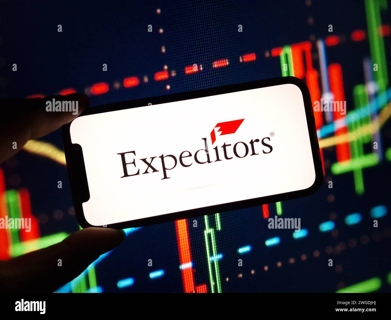 Konskie, Poland - January 31, 2024: Expeditors company logo displayed on mobile phone screen ...