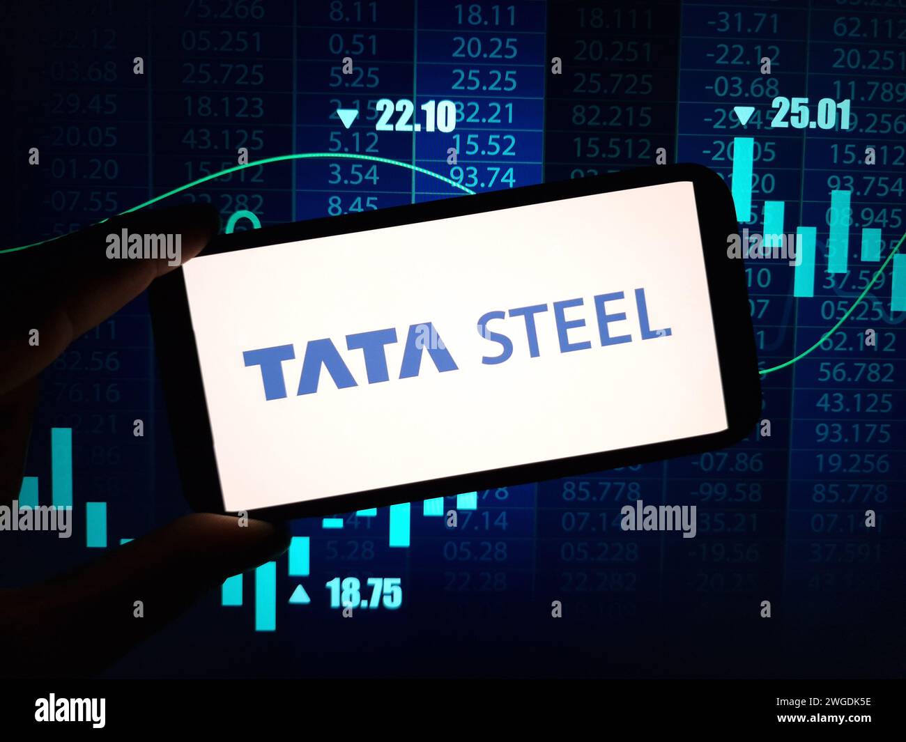 Konskie, Poland - January 31, 2024: Tata Steel company logo displayed ...