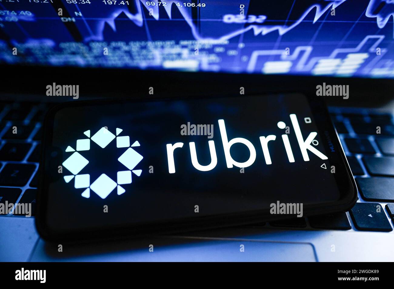 In this photo illustration a Rubrik logo is displayed on a smartphone ...