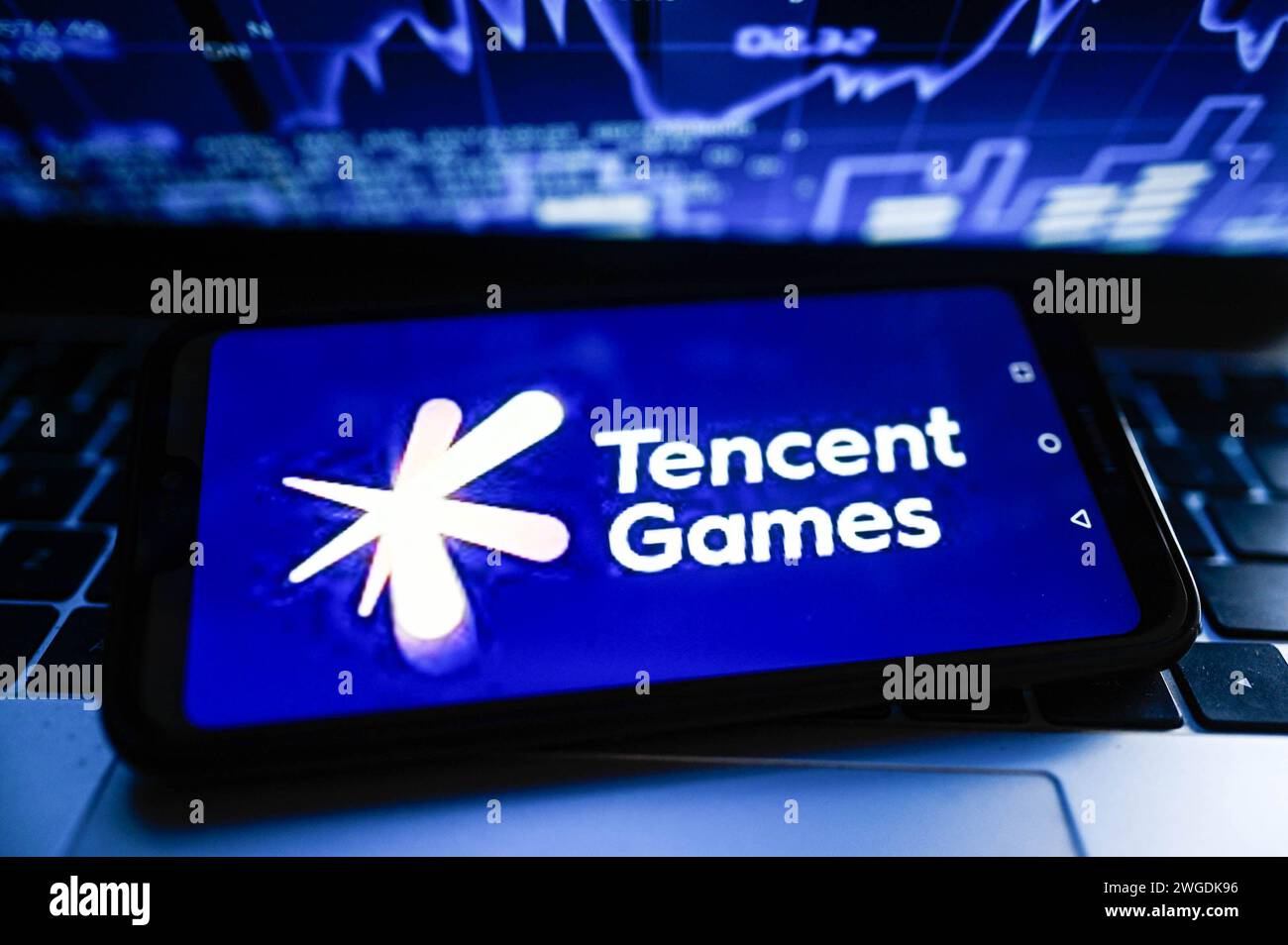 In this photo illustration a Tencent Games logo is displayed on a ...