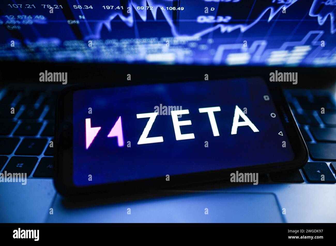 In this photo illustration a Zeta logo is displayed on a smartphone ...