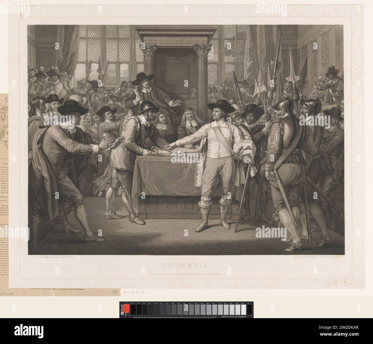 Oliver Cromwell dissolves parliament, John Hall, after Benjamin West ...