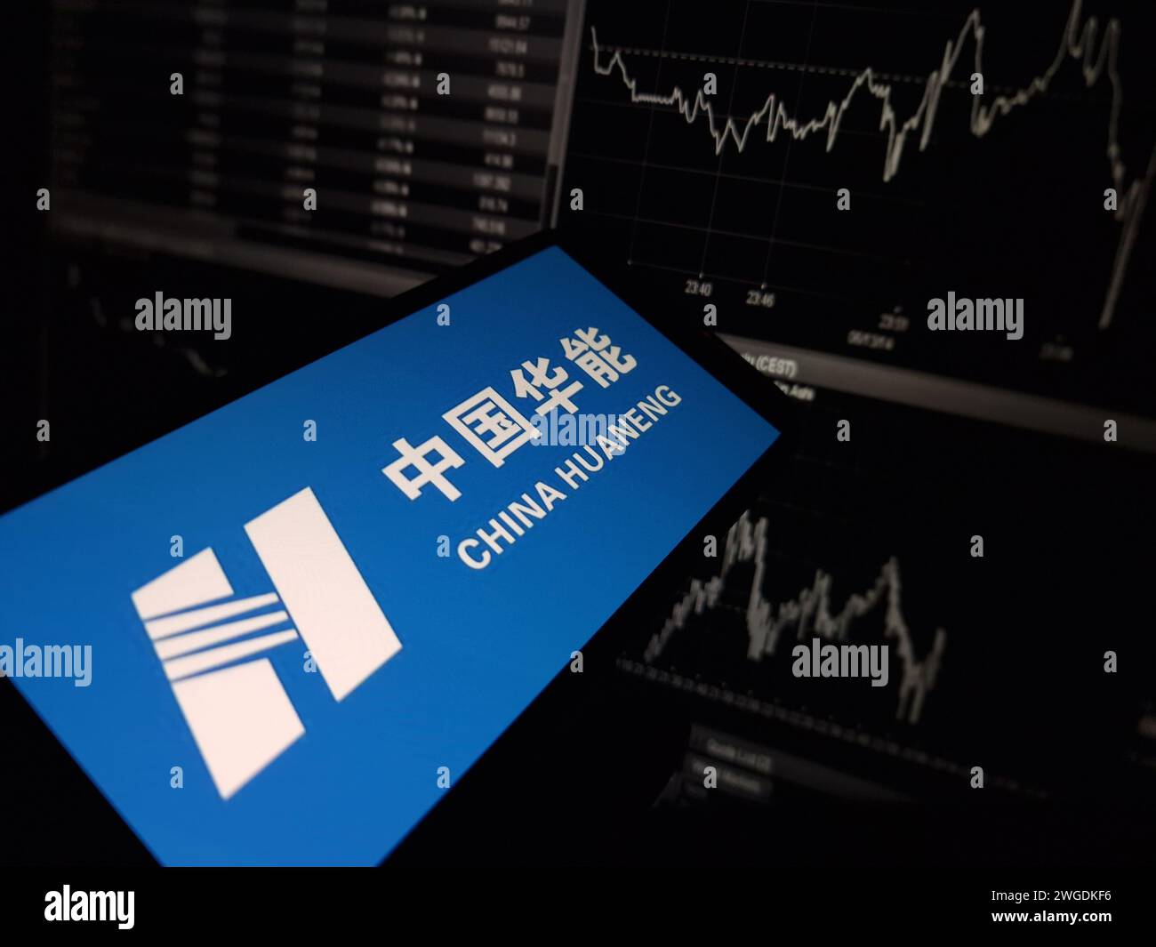 Konskie, Poland - January 31, 2024: China Huaneng Group company logo ...