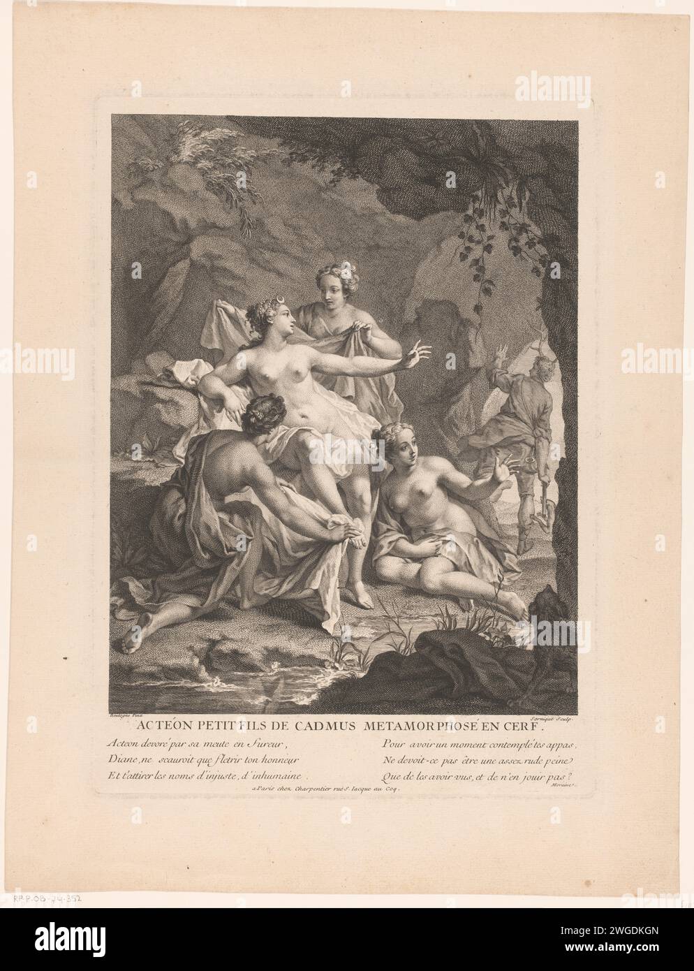 Actaeon changed to a deer, Dominique Sornique, After Bon Boulogne, 1739 ...