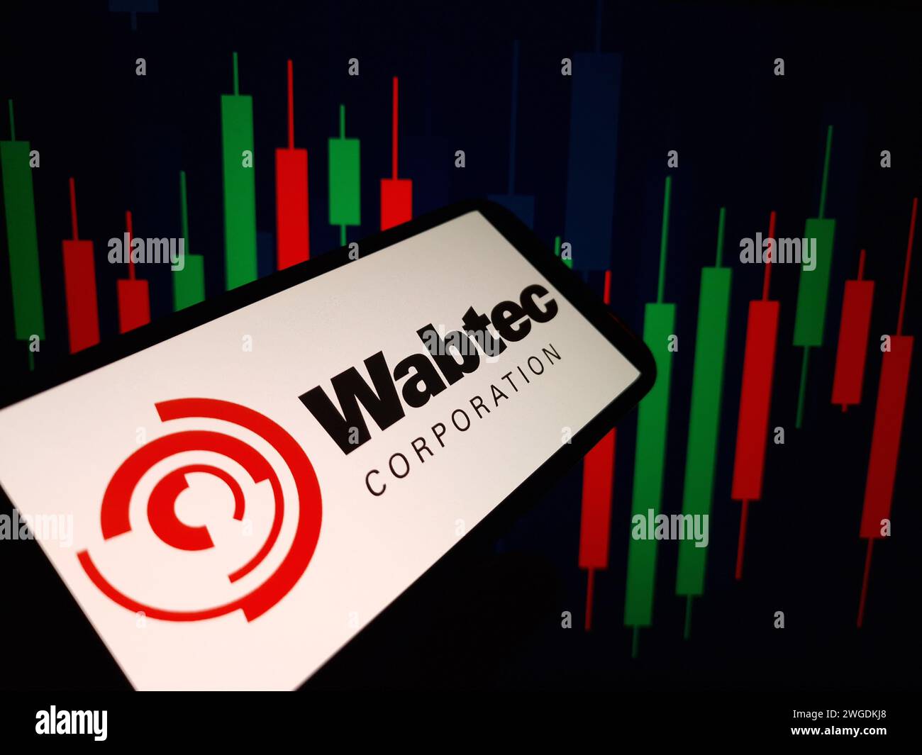 Konskie, Poland - January 31, 2024: Wabtec company logo displayed on ...