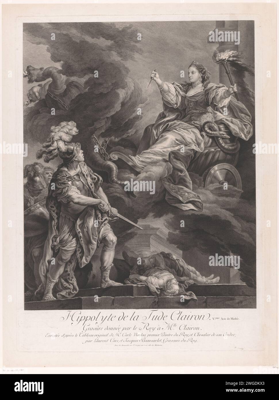 Portrait of Claire Clairon in the role of Medea, Laurent Cars, After ...