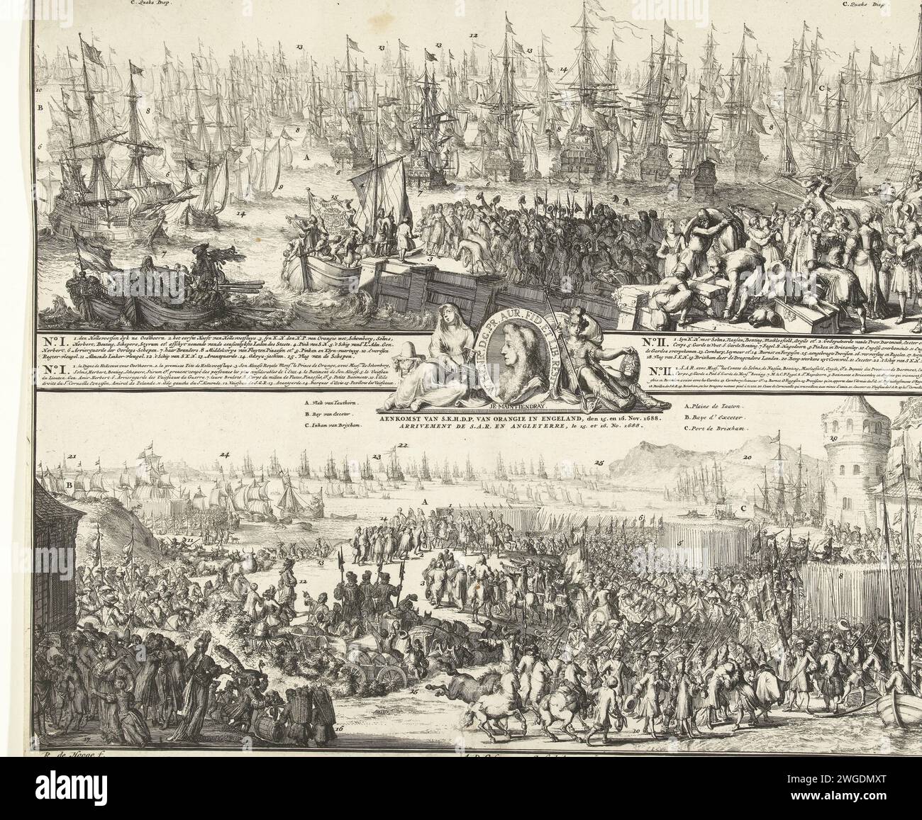 Tour from Willem III to England, 1688, 1688 print Tour from Willem III ...