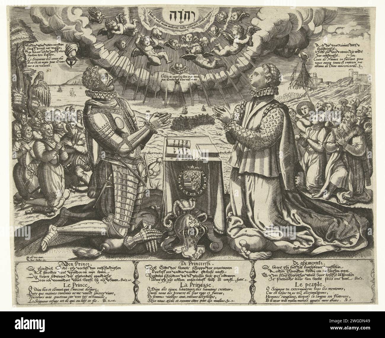 Willem van Oranje and Charlotte de Bourbon pray to God, 1577 - 1578 ...