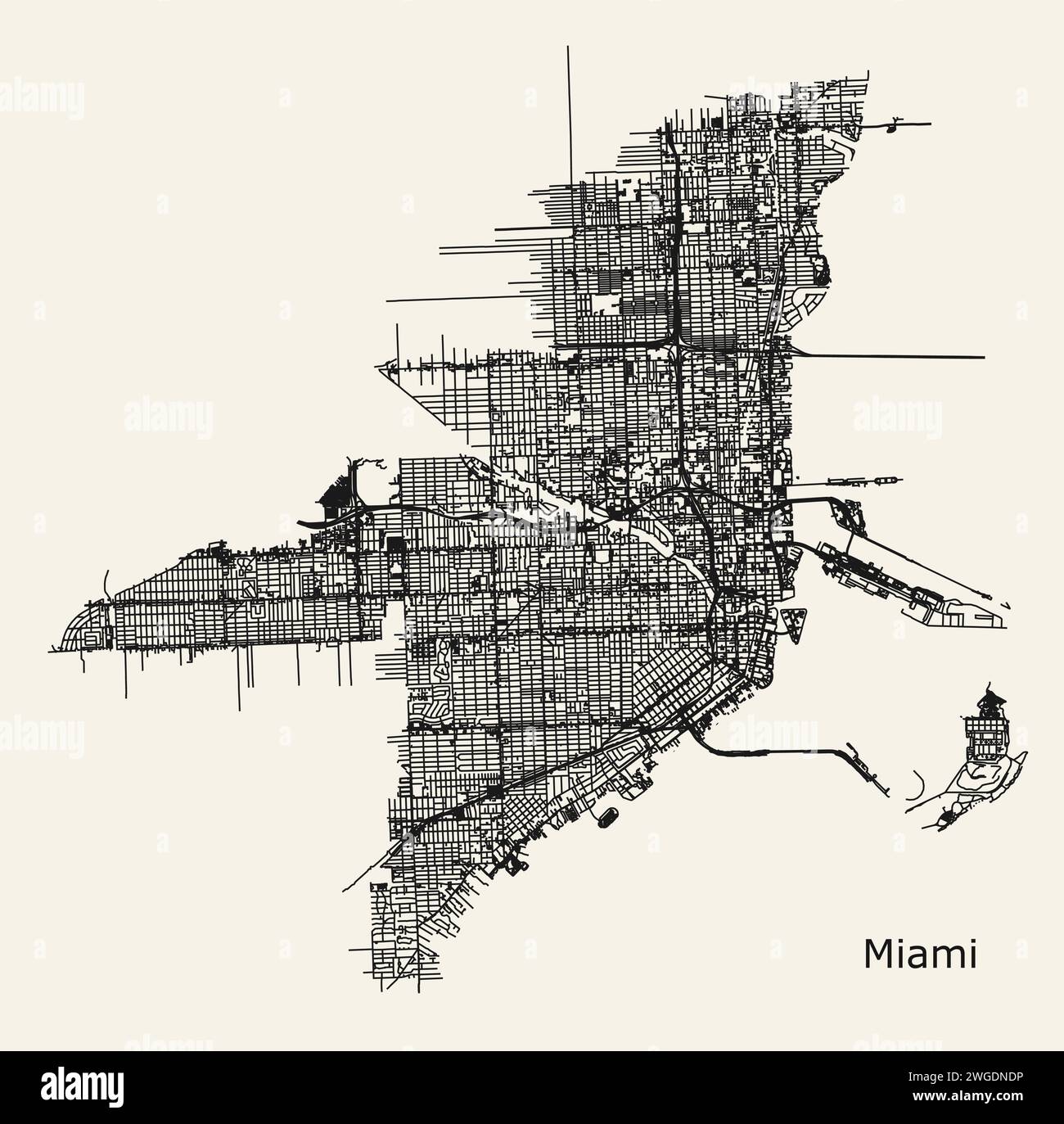 City road map of Miami, Florida, USA Stock Vector Image & Art - Alamy