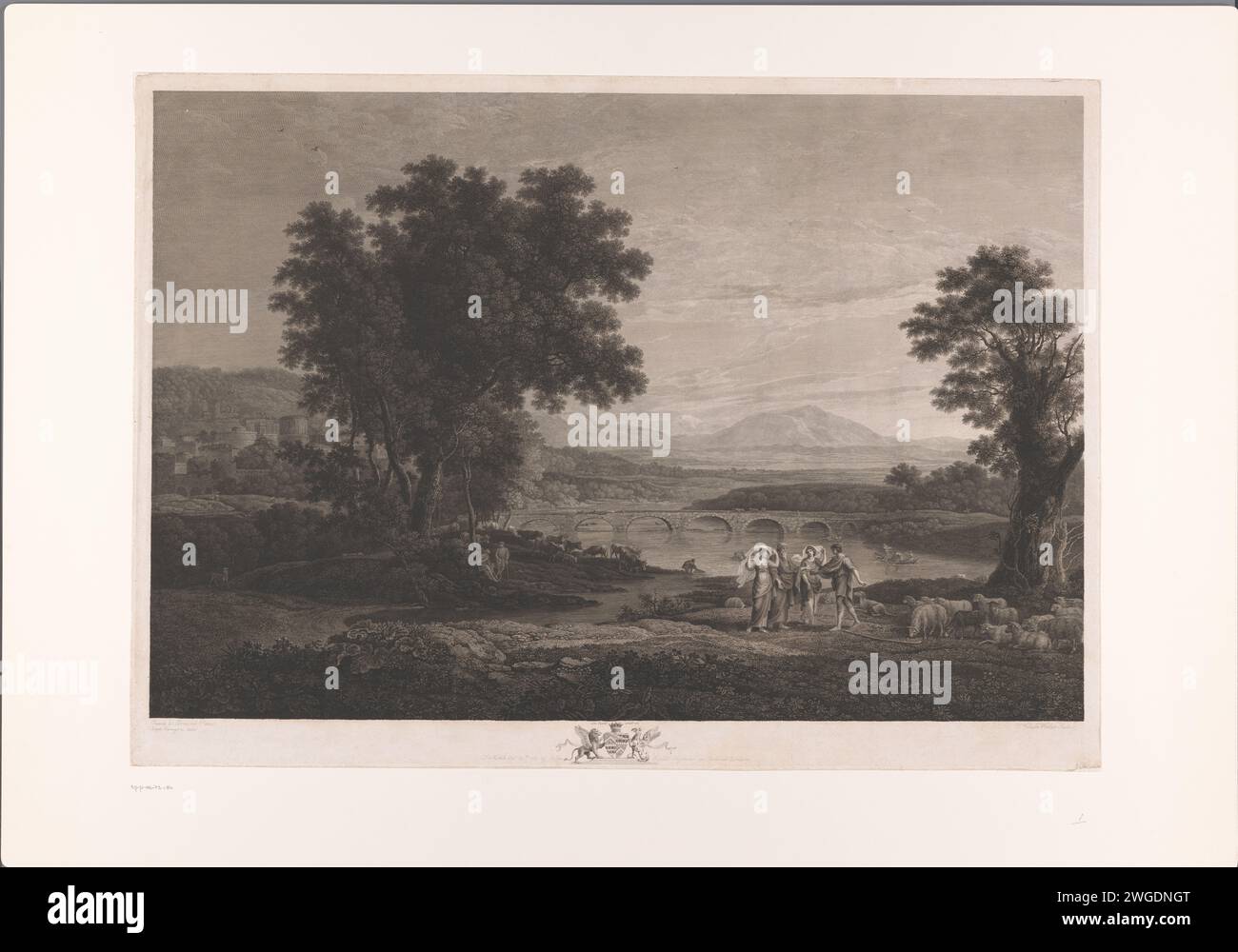 Large Landscape with Jakob and Laban, William Woollett, After Claude ...