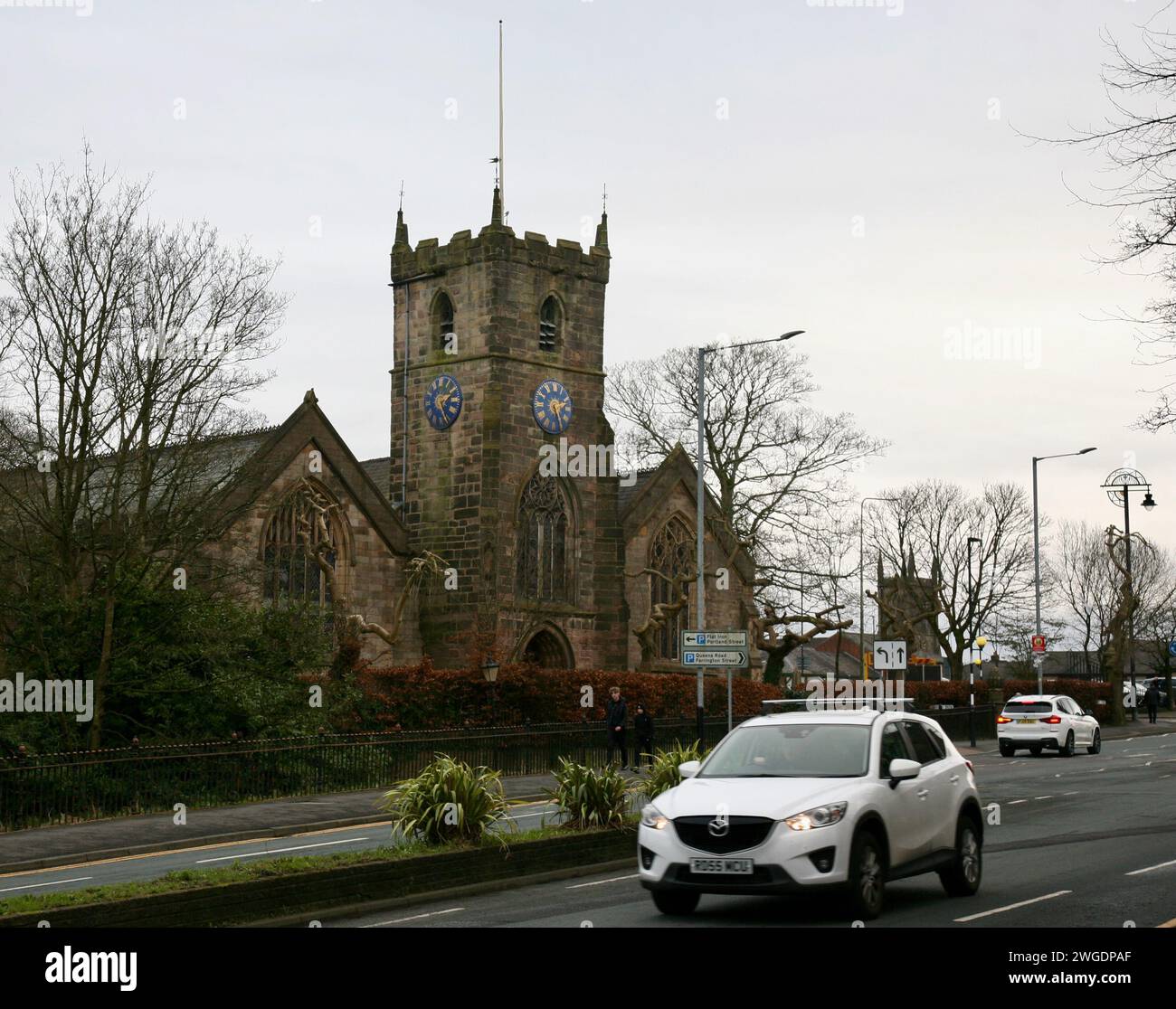 A view of St Laurences Church in the market town of Chorley, Lancashire ...