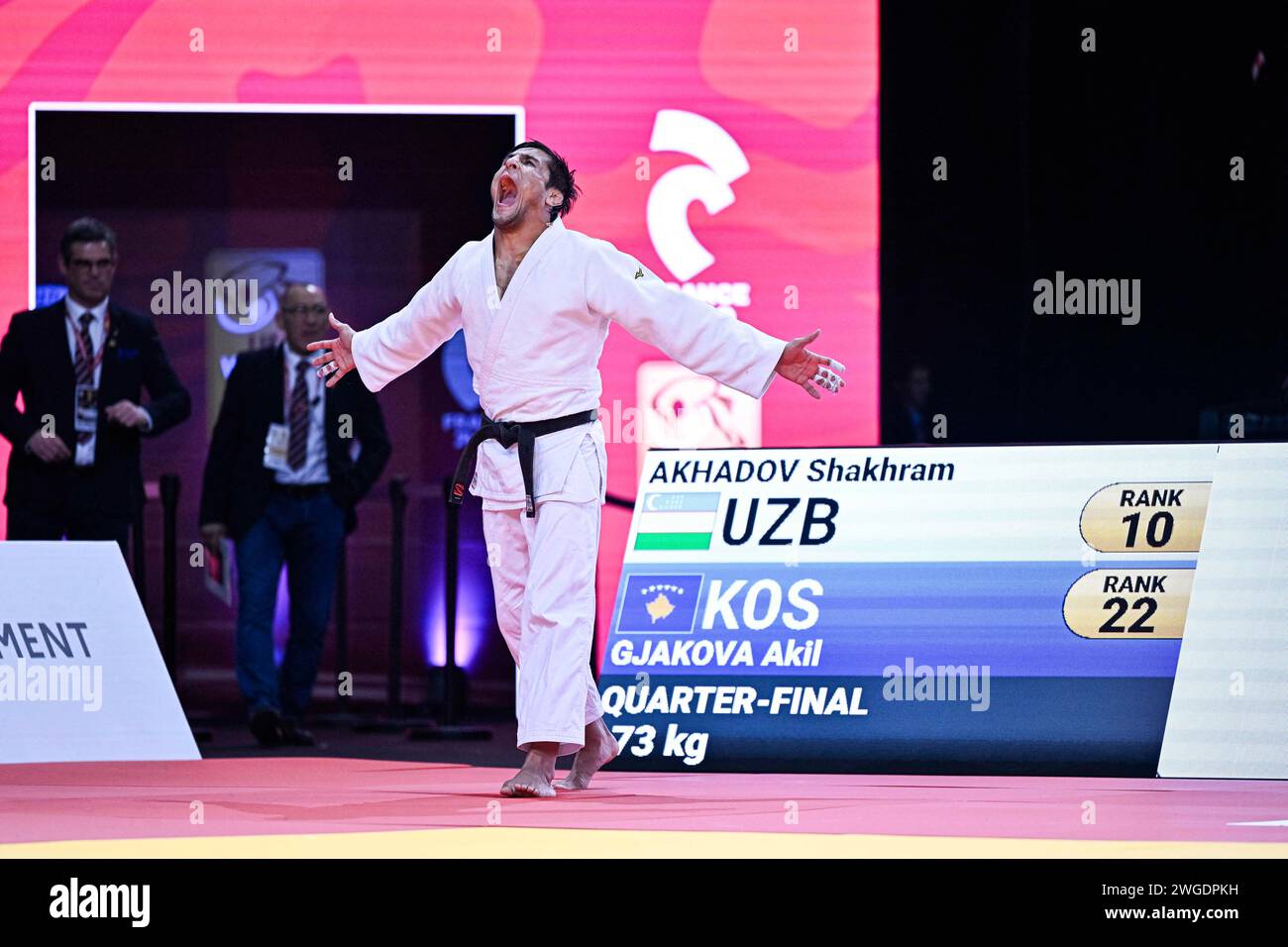 Paris, France. 04th Feb, 2024. Shakhram Akhadov during the Paris Grand Slam 2024 IJF World Judo ...